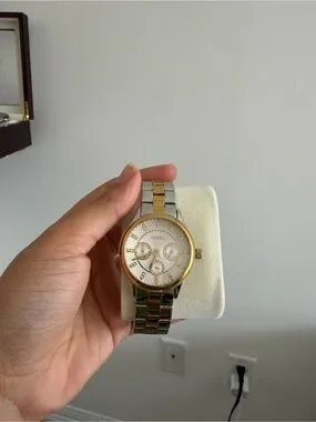 Fossil | Accessories | Fossil Twotone Gold And Silver Chronograph Watch ...